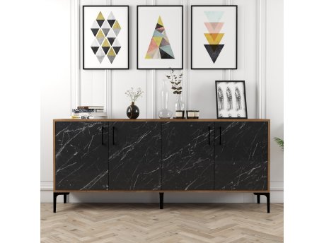 HANAH HOME Komoda Kiev Walnut Black Marble