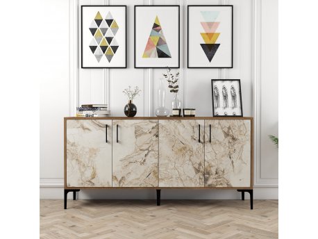 HANAH HOME Komoda Kiev 160 Walnut White Marble