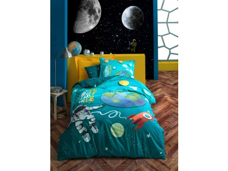 L`ESSENTIEL MAISON Ranforce posteljina (160x220) Little Astronaut Turquoise
