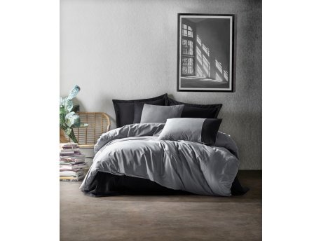 L`ESSENTIEL MAISON Ranforce posteljina (135 x 200) Plain Grey Black