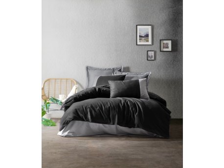 L`ESSENTIEL MAISON Ranforce posteljina (135 x 200) Plain Black Grey