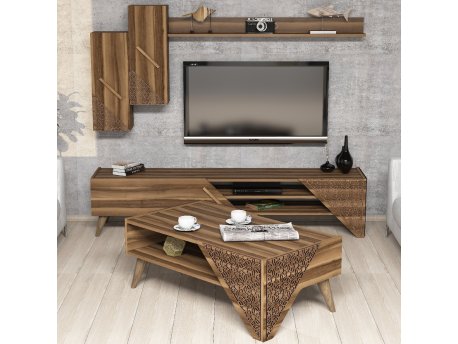 HANAH HOME Set za dnevnu sobu Beril Walnut