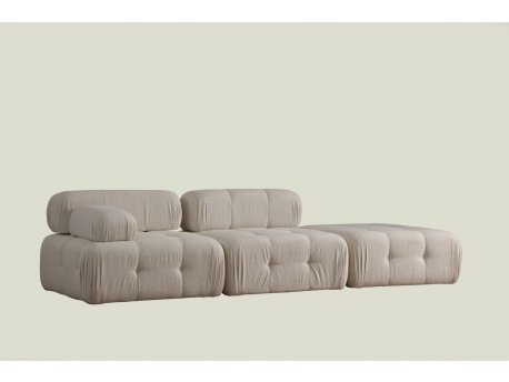 Atelier del Sofa Sofa Doblo 3 Seater ( L1 O1 Pouffe) Cream Bouclette