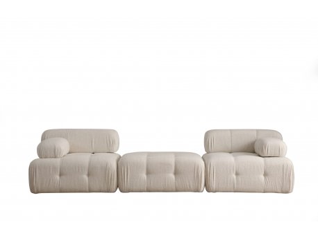 Atelier del Sofa Sofa Doblo 3 Seater ( L1 Pouffe 1R) Cream Bouclette
