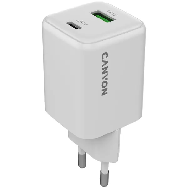 CANYON charger CU45AC GaN 45W 1xPD 1xQC EU White ( CNS-CUW45AC )