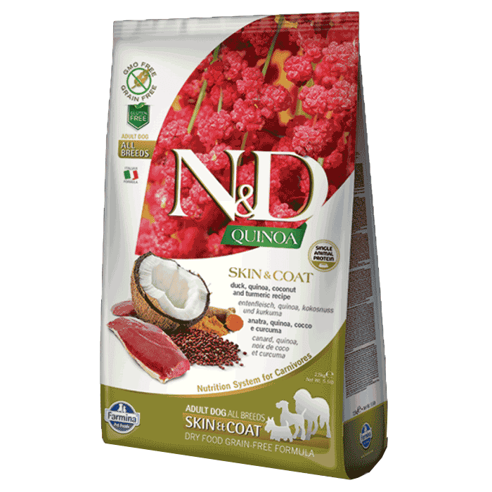 N&D Quinoa Skin & Coat, Pačetina & Kokos & Kurkuma
