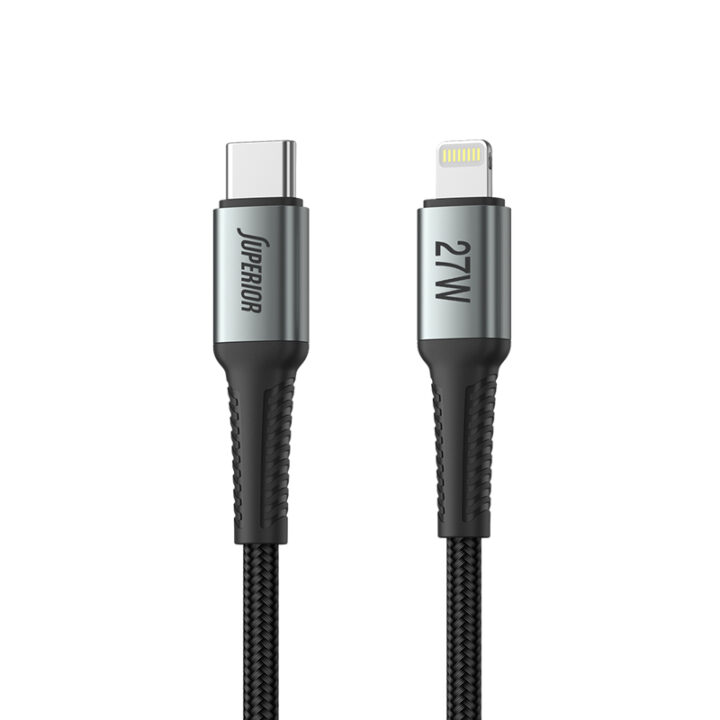 USB DATA KABAL SUPERIOR SU-K101 PLETENI 27W 3A TYPE-C NA LIGHTNING 1M CRNI