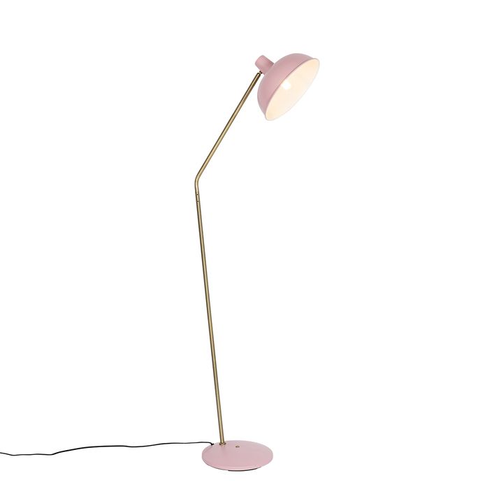 Retro podna lampa roze sa bronzanom - Milou