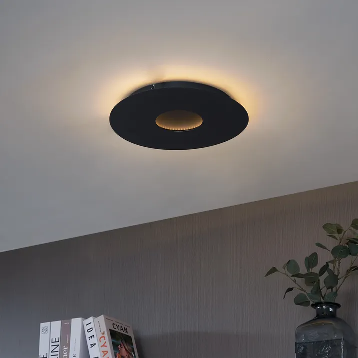 Moderna plafonska lampa crna 40cm uklj. LED sa prigušivanjem u 3 koraka - Morning