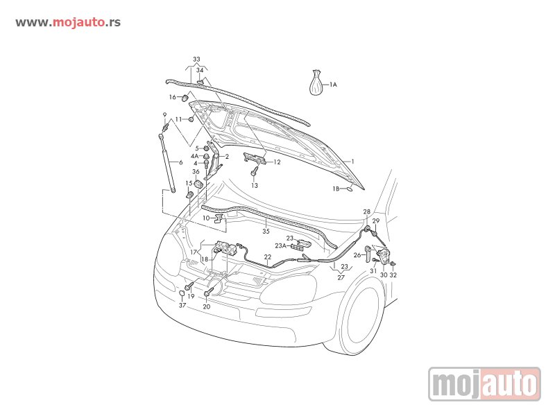 Golf V Sajla Haube Prednja 04-08,NOVO
