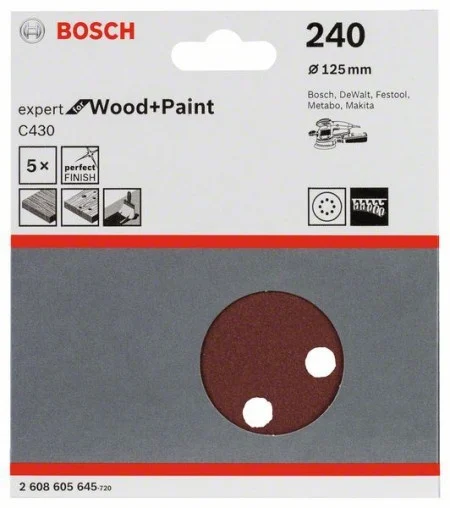 Bosch Brusni list C430, pakovanje od 5 komada, 125 mm, 240 ( 2608605645 )