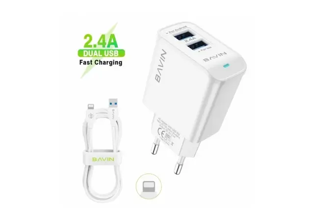 BAVIN punjač 2.4A USB-A + kabl Lightning