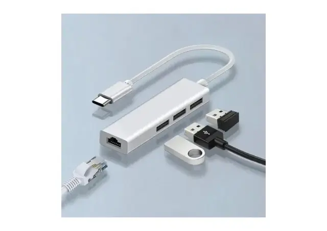 KETTZ Adapter konverter Tip C -RJ45 100mb, 2xUSB 2.0, 1xUSB 3.0