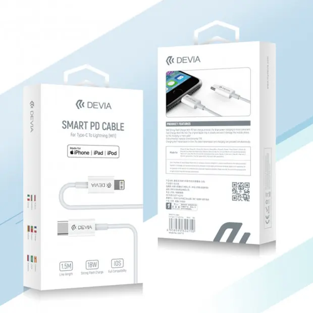 Devia PD Data kabl, Type-c na lightning, Crni