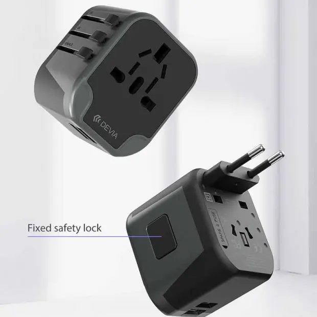 Devia Adapter Global EU/UK/US/AU, Crni