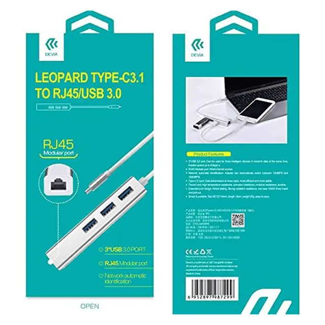 DEVIA USB Hub LEOPARD TYPE C3.1-RJ45/USB 3.1 023989