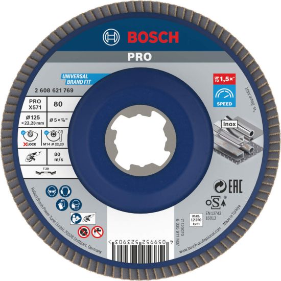 Bosch PRO X571 flap disk 125 mm G80 izvijeni T29 fiberglas oSa (2608621769)