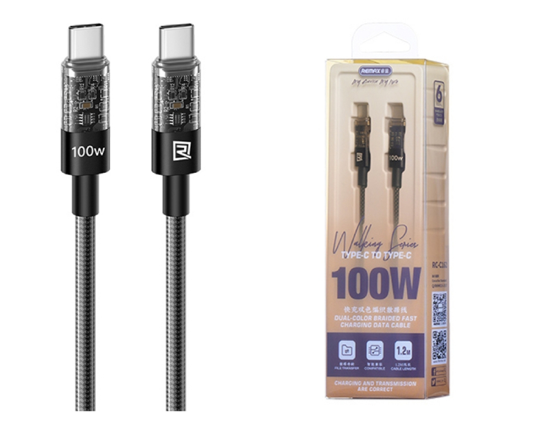 REMAX DATA kabl Walking TIP C na TIP C RC-C162 100W, 1.2m crni