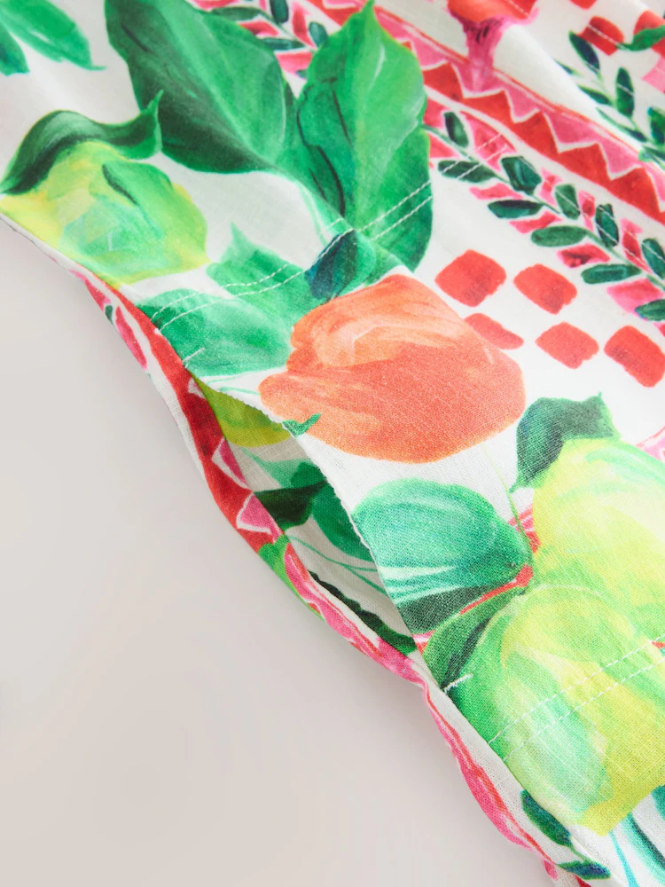 Crveno Cvetni uzorak Fruit Print - Scoop Back Mini Shift haljina sa posteljinom