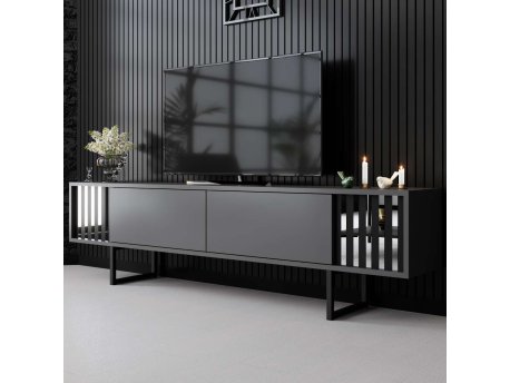 HANAH HOME TV polica Chrome Line Anthracite Black