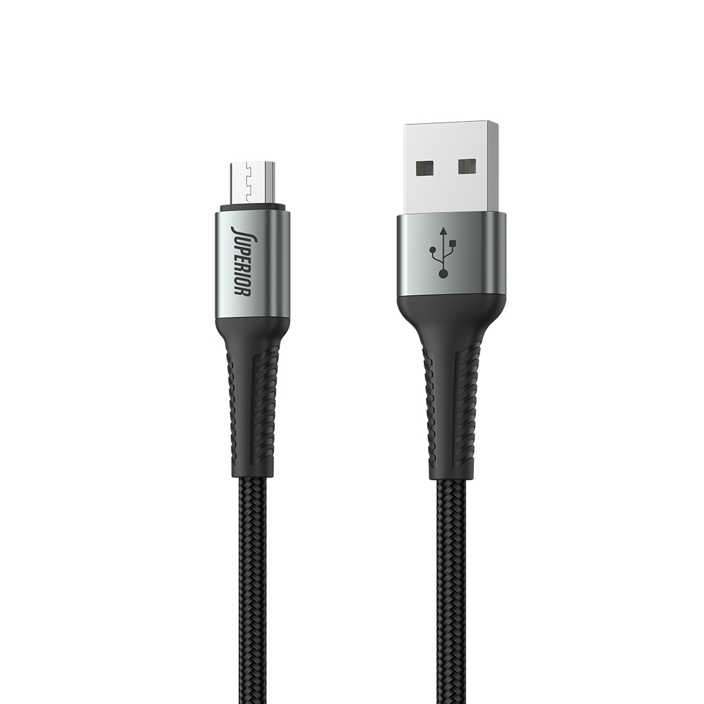 USB data kabl Superior SU-K104 pleteni Fast 12W 2.4A USB A na Micro 1m crni (MS)