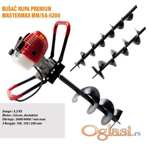 Bušač rupa MasterMax®️ 5,2 KS + 3 Burgije