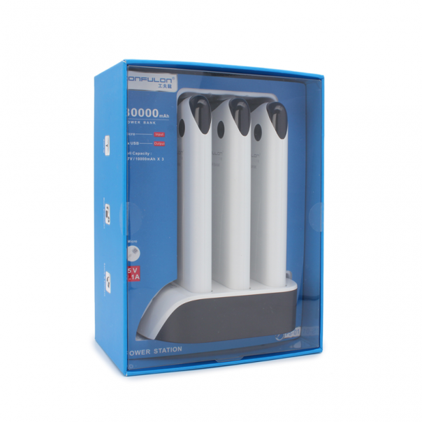 Dock station + 3x back up baterije KONFULON PS01 10000 mAh bele