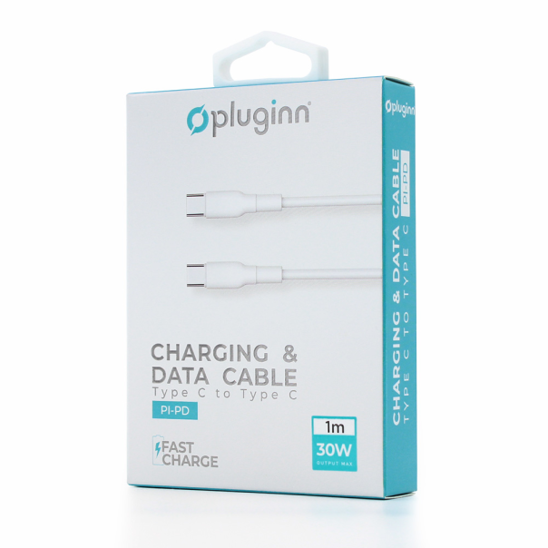 Data Kabl Pluginn PI-PD 30W Type C na Type C beli 1m