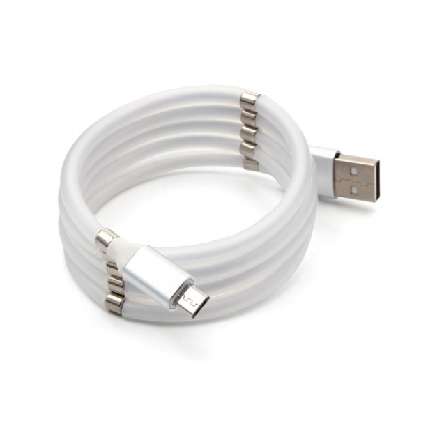 Data kabl magnet micro USB beli