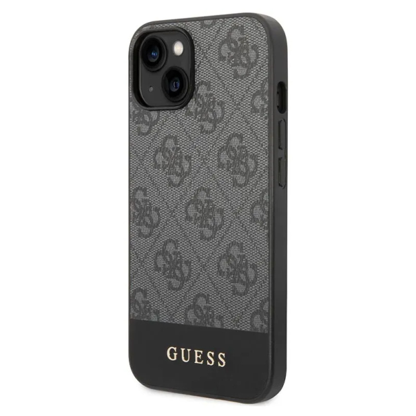 Maska za iPhone 15 6.1 Guess Hc PC/TPU 4G Pu Bottom Stripe siva (GUHCP15SG4GLGR)
