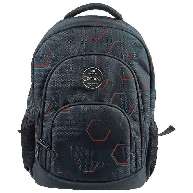 Ranac đački Monochrome Hexagon Connect 38592 crno-crveni