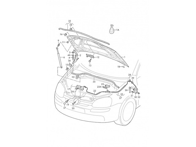 Golf V Sajla Haube Prednja 04-08,NOVO