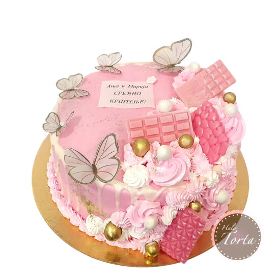 Roze torta sa čokoladicama