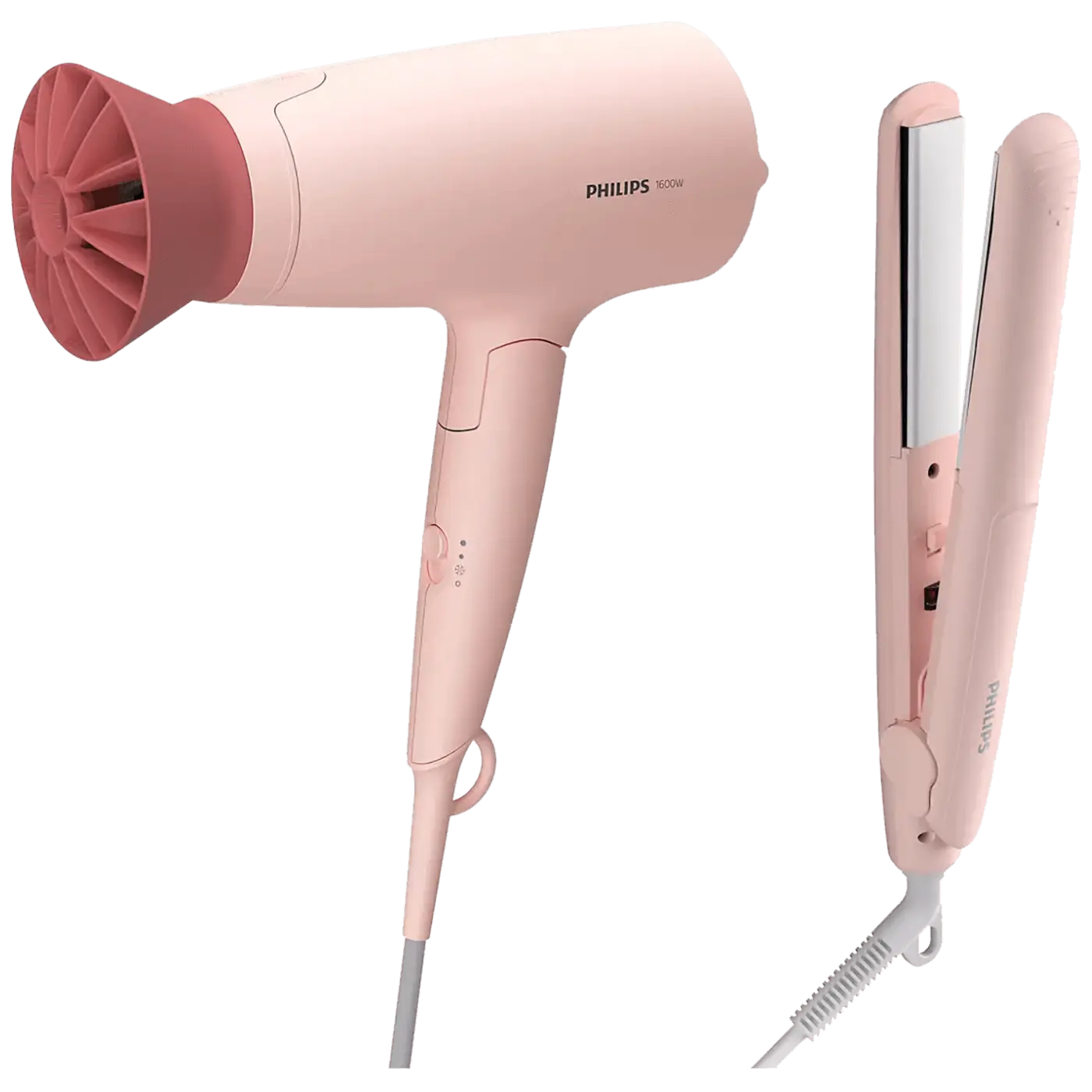 Philips fen za kosu + pegla za kosu, set, lako stilizovanje - BHP398/00, roze