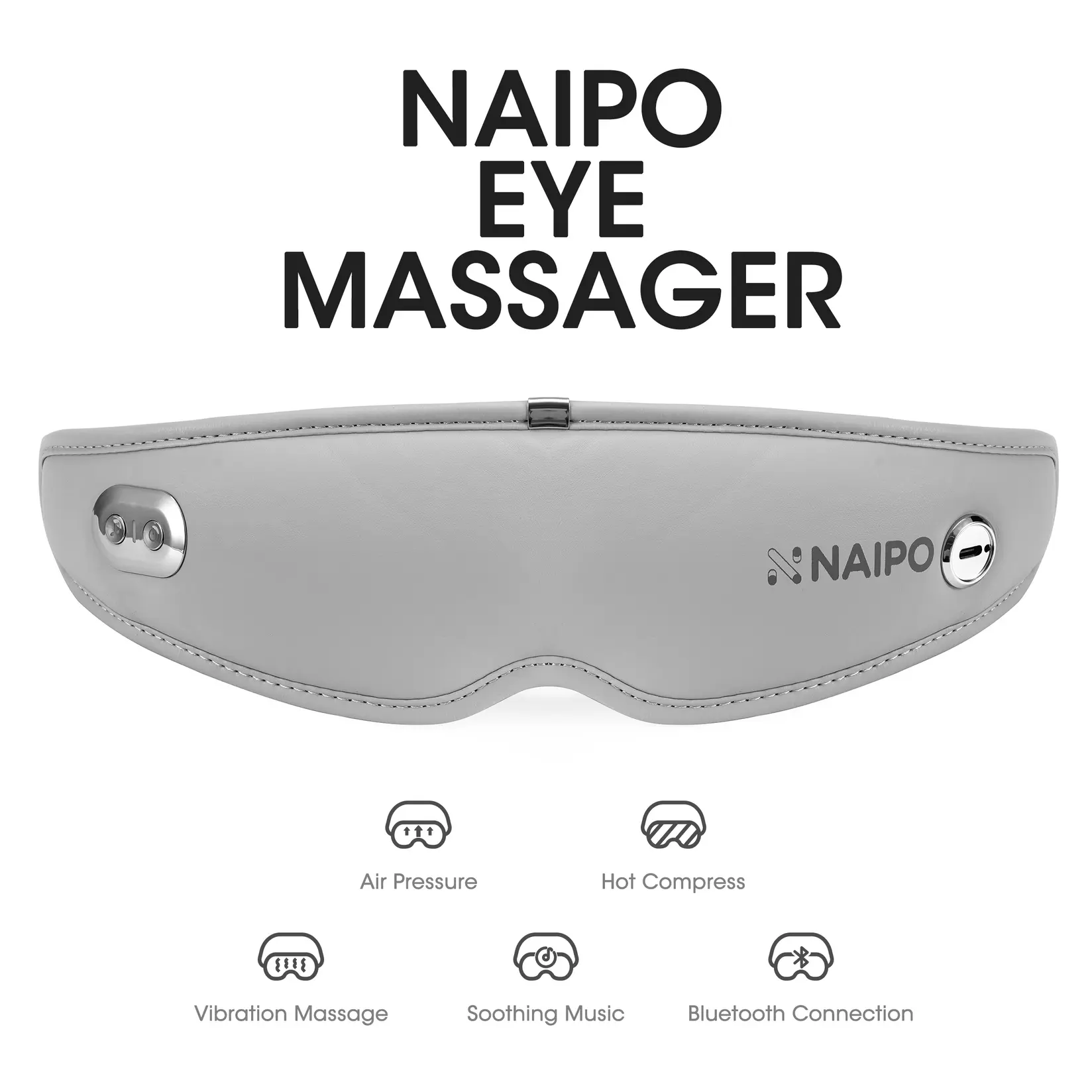 NAIPO MGE-2304 Električni masažer za oči,  4W, 1200 mAh, Sivi
