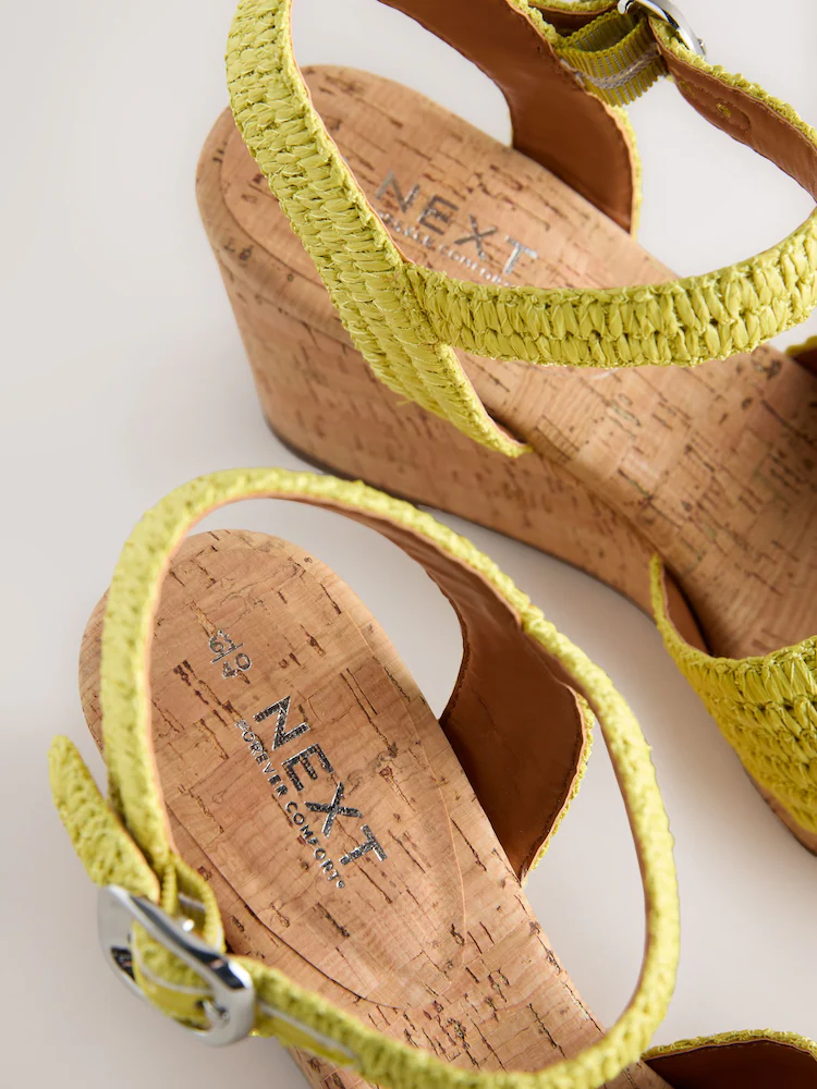 Lime Zeleno - Forever Comfort® Round Toe Crochet Cork Cipele sa punom petom