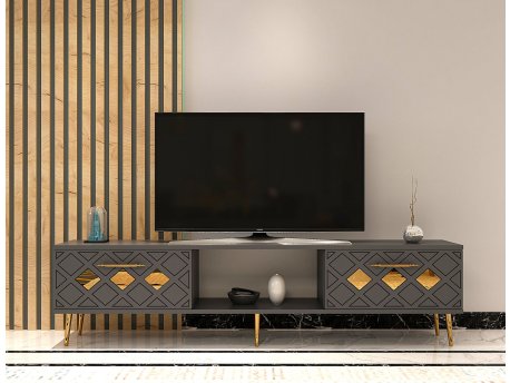 HANAH HOME TV polica Dome Anthracite Gold