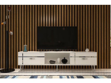 HANAH HOME TV polica Line White Silver