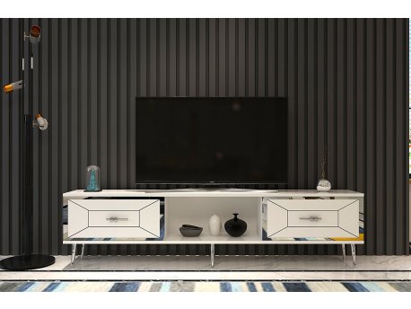 HANAH HOME TV polica Arno White Silver