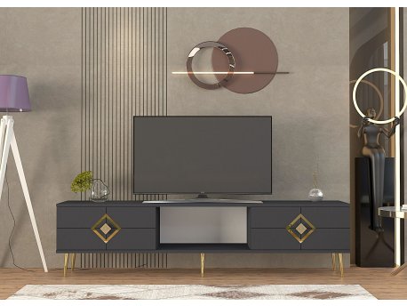 HANAH HOME TV polica Robber Anthracite Gold