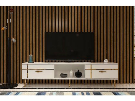 HANAH HOME TV polica Line White Gold