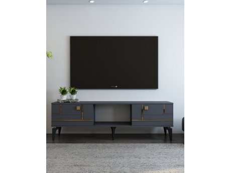 HANAH HOME TV polica Madera Anthracite Gold