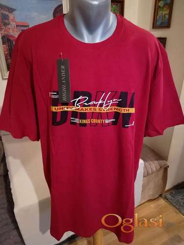 Nova muska majica Highlander u velikom broju 6XL Bordo Novo