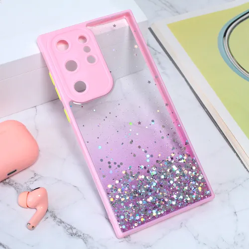 Futrola - maska Frame Glitter za Samsung Galaxy S23 Ultra roze