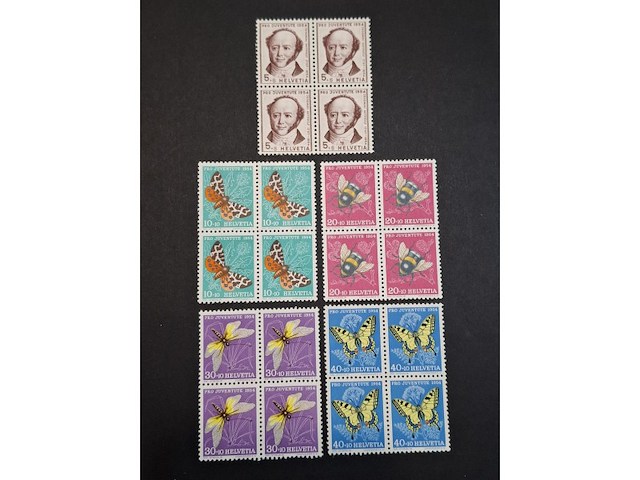 Švajcarska - Pro Juventute 1954 ** Kompl ser četverci
