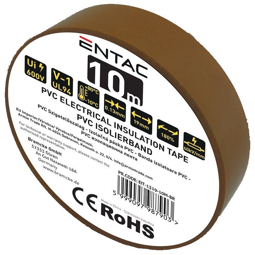 Izolir traka 10m 0.13x19mm braon