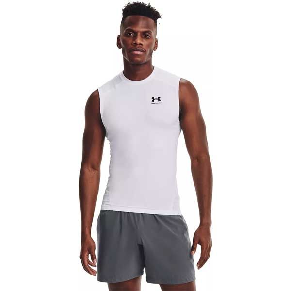 UA HEATGEAR ARMOUR COMP SLEEVELESS 'WHITE'