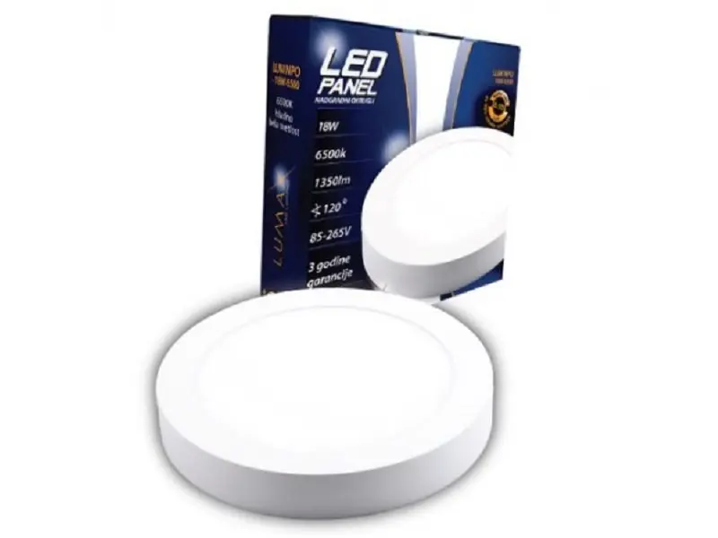 LUMAX LED Panel, LUMNPO-18W 6500K, Nadgradni-okrugli, 1530 lm