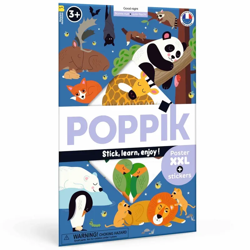 POPPIK Edukativni poster sa nalepnicama XXL Otkrića Laku noć 3+