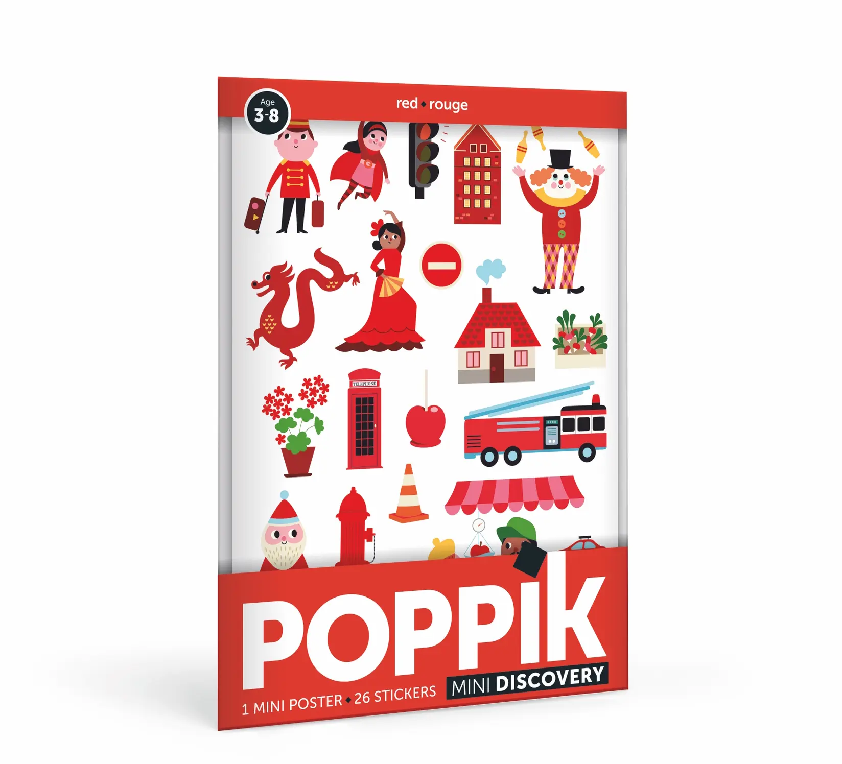 POPPIK Edukativni poster s nalepnicama Mini otkrića Crvena boja